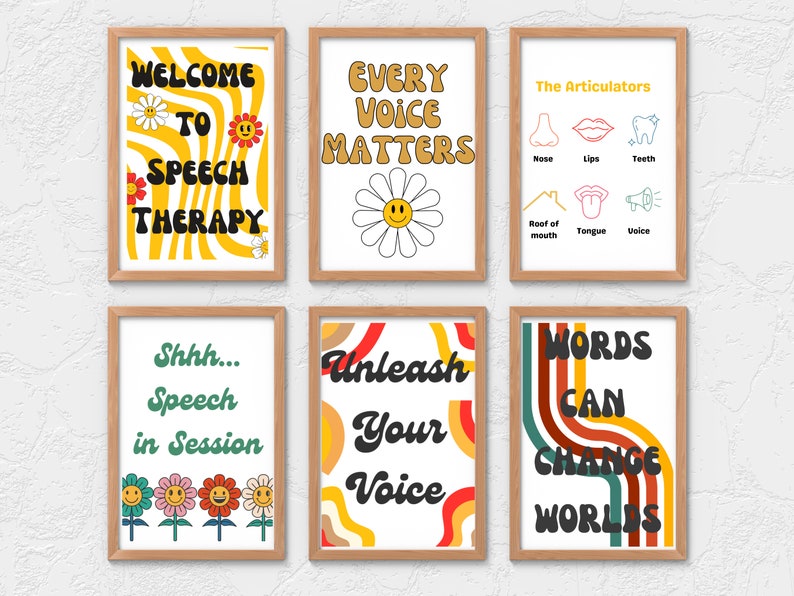 Speech Classroom Posters, Speech Therapy Wall Art, Groovy Speech ...