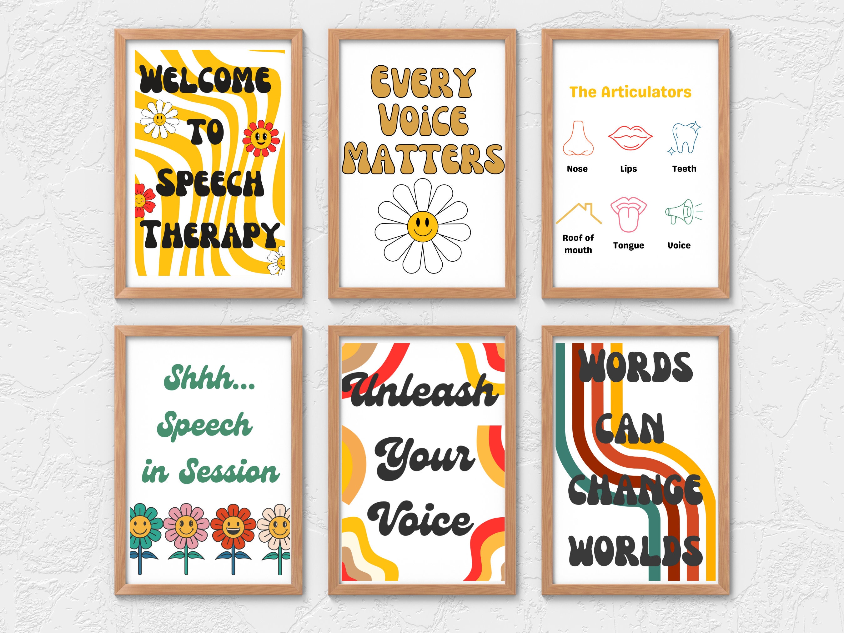 Speech Classroom Posters, Speech Therapy Wall Art, Groovy Speech ...
