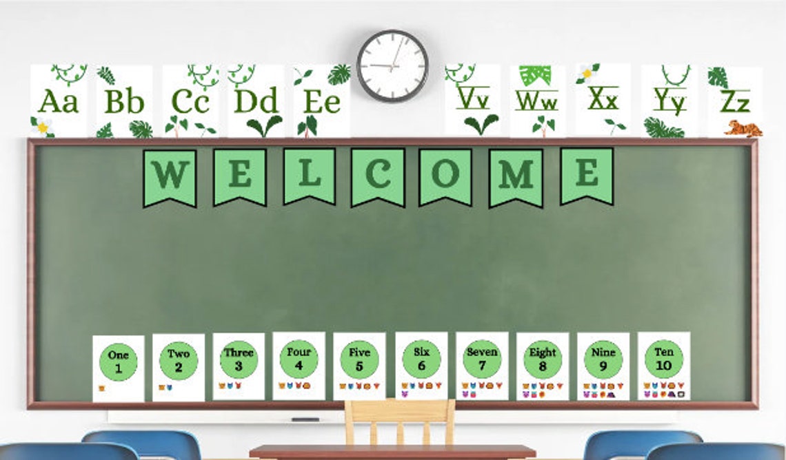 Jungle Classroom Decor Bulletin Board Kit Welcome Back Decor - Etsy