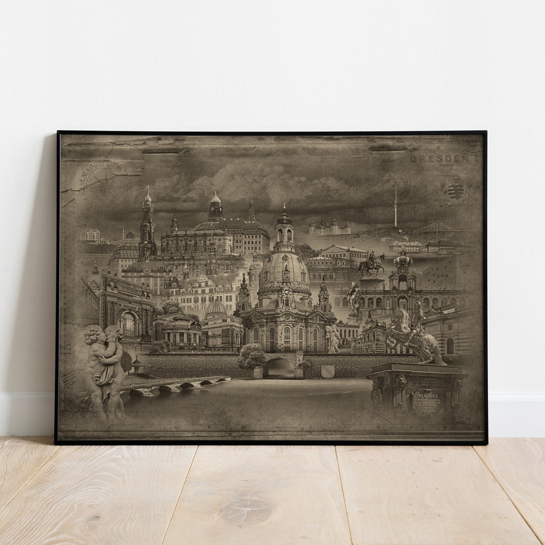 Dresden Poster Elbflorenz Fine Art Mural Travel Saxony Picture Collage ...