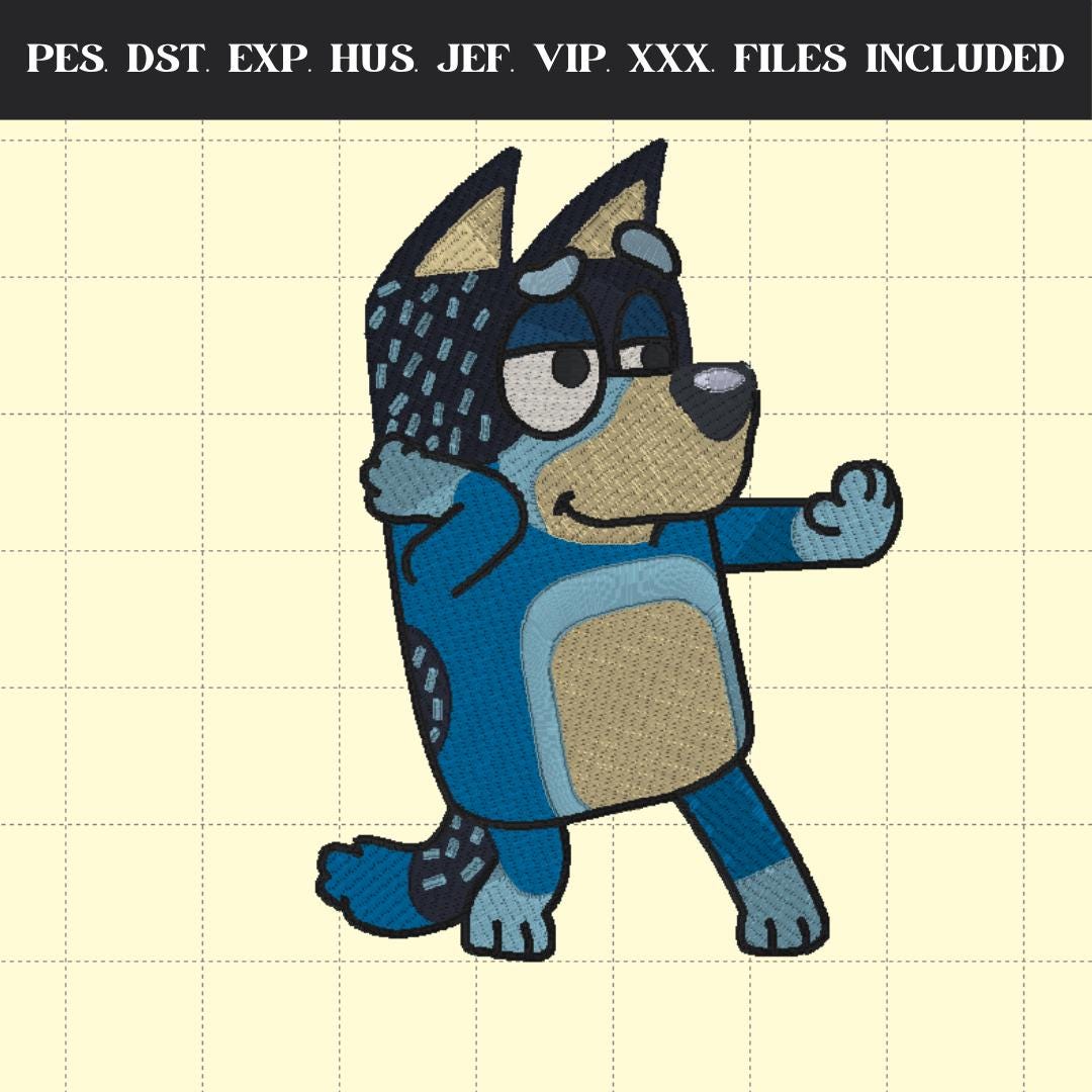Blue Dog Dad Digital Embroidery File - Etsy