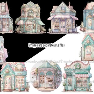 Lovely Pastel Boutiques Clipart Adorable Shop Cute Store Digital ...
