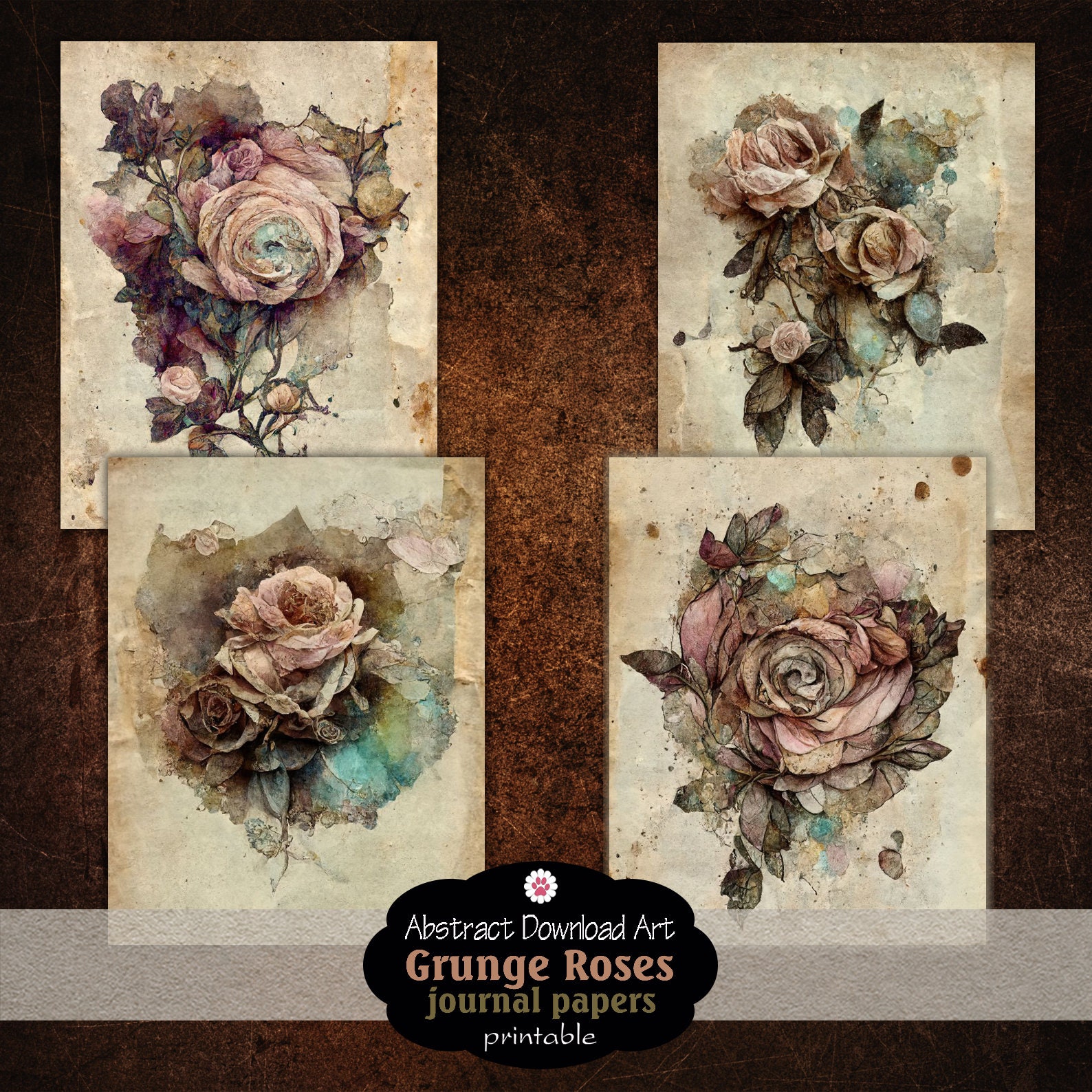 Grunge Roses Junk Journal Papers Printable Journal Pages - Etsy