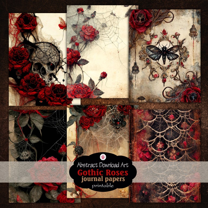 Gothic Roses Junk Journal Papers Printable Journal Pages - Etsy