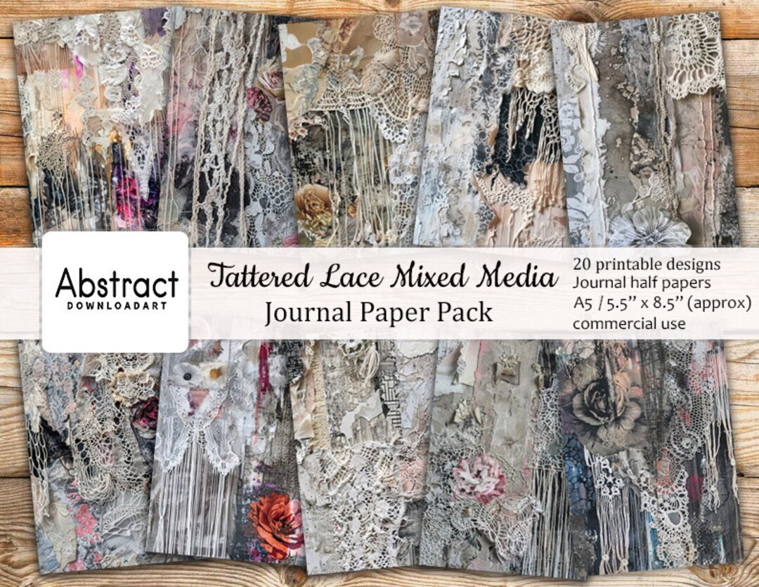 Tattered Lace Mixed Media Printable Junk Journal Hälfte Papier ...