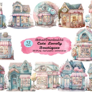 Cute Lovely Boutiques Clipart Adorable Shop Cute Store Digital ...
