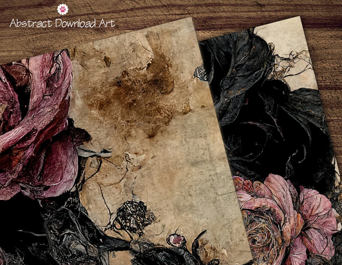 Dark Gothic Black Pink Roses Junk Journal Papers Printable - Etsy