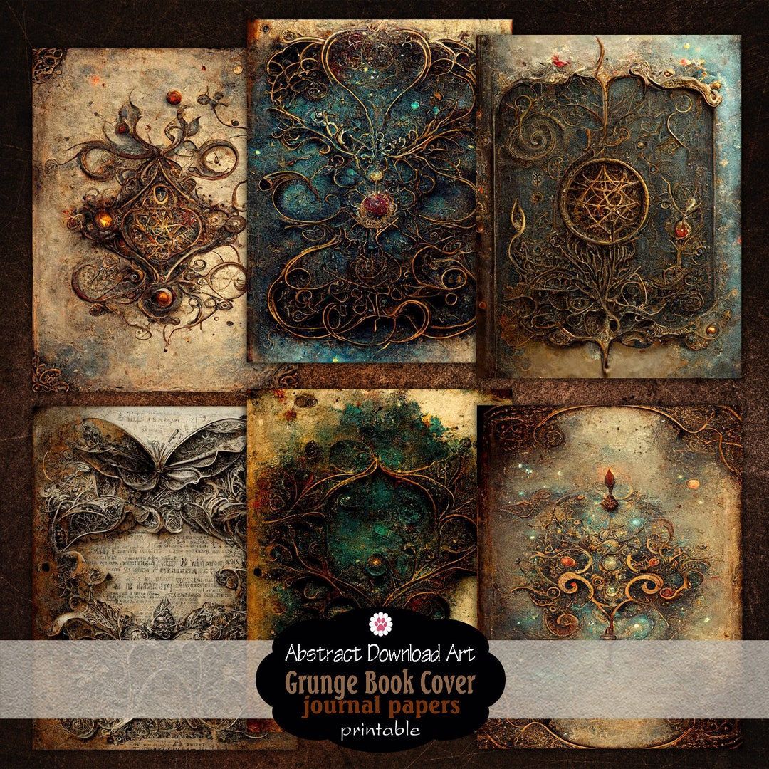Grunge Book Cover, Ephemera, Craft Papers, Junk Journal Papers, Digital ...