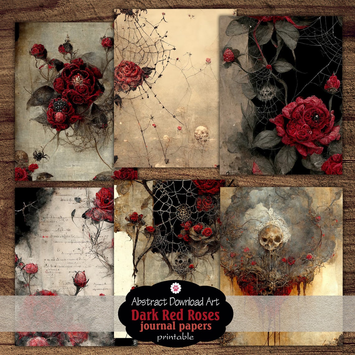 Dark Red Roses Junk Journal Papers Printable Journal Pages - Etsy