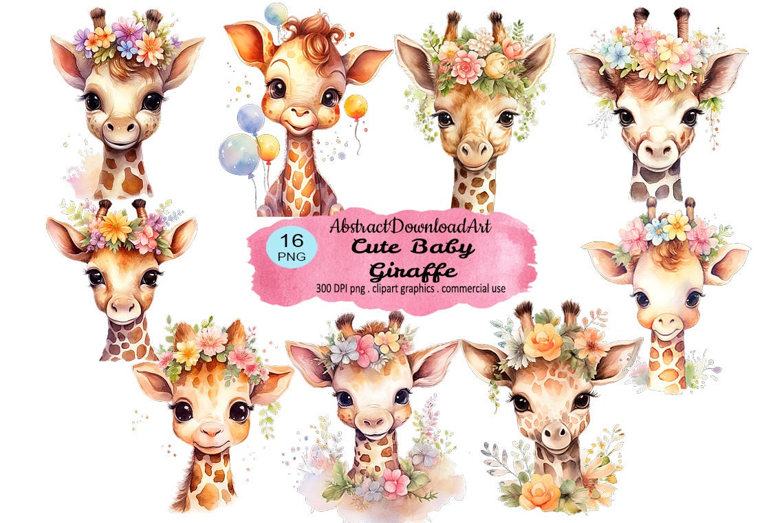 Cute Pink Baby Giraffe Clipart