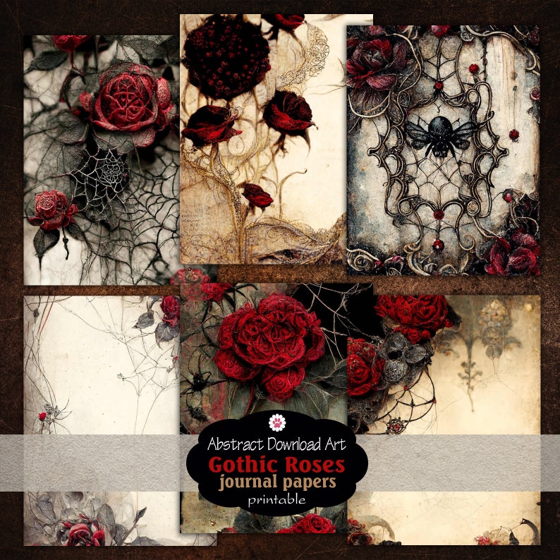 Gothic Roses Junk Journal Papers Printable Journal Pages - Etsy