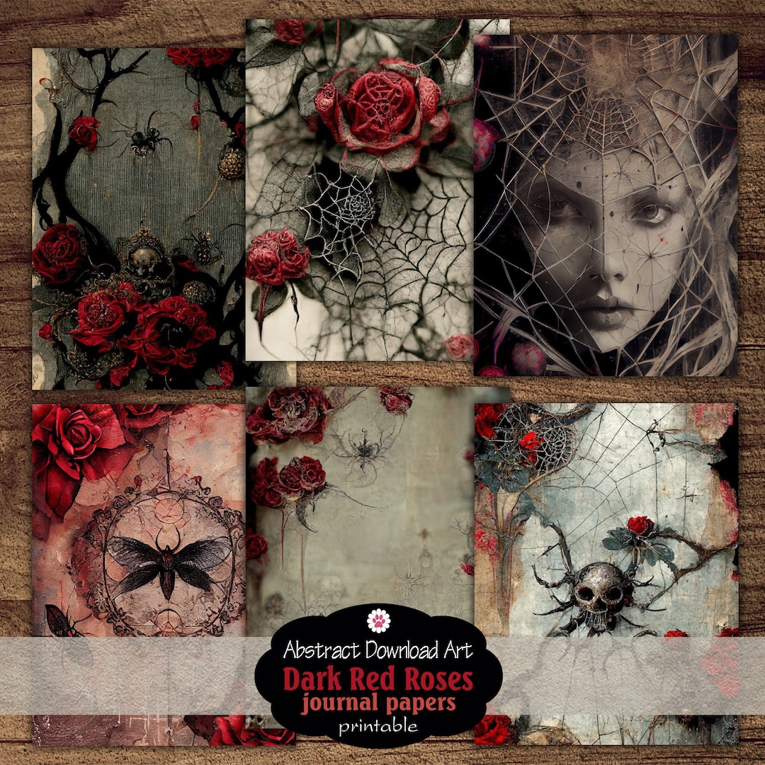 Dark Red Roses Junk Journal Papers Printable Journal Pages - Etsy