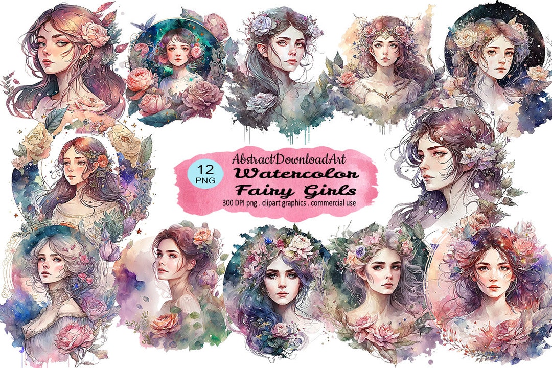 Fairy Girls Clipart - Attractive Beautiful Lady Digital Watercolor Png ...