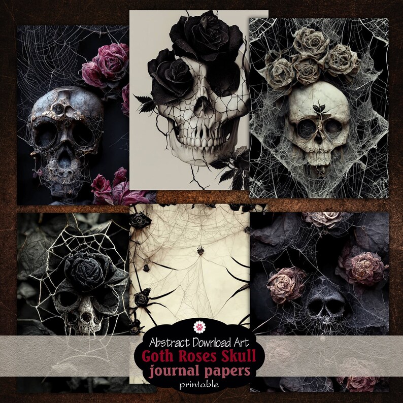 Goth Roses Skull Junk Journal Papers Printable Journal Pages - Etsy