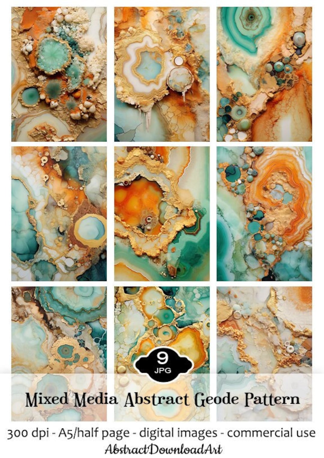 Mixed Media Abstract Geode Pattern Digital Papers Junk Journal ...