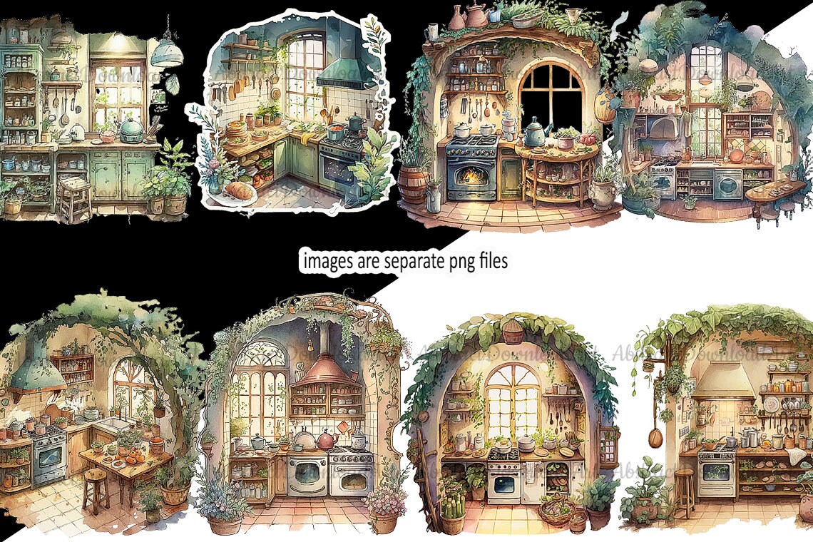 Overgrown Kitchen Clipart Cozy Cooking Place Digital - Etsy