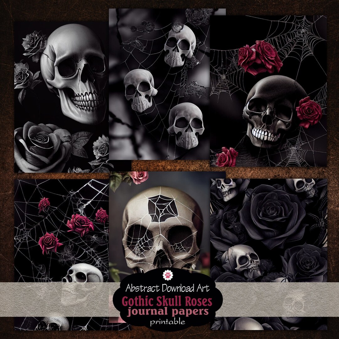 Gothic Skull Roses Junk Journal Papers, Printable Journal, Digital ...
