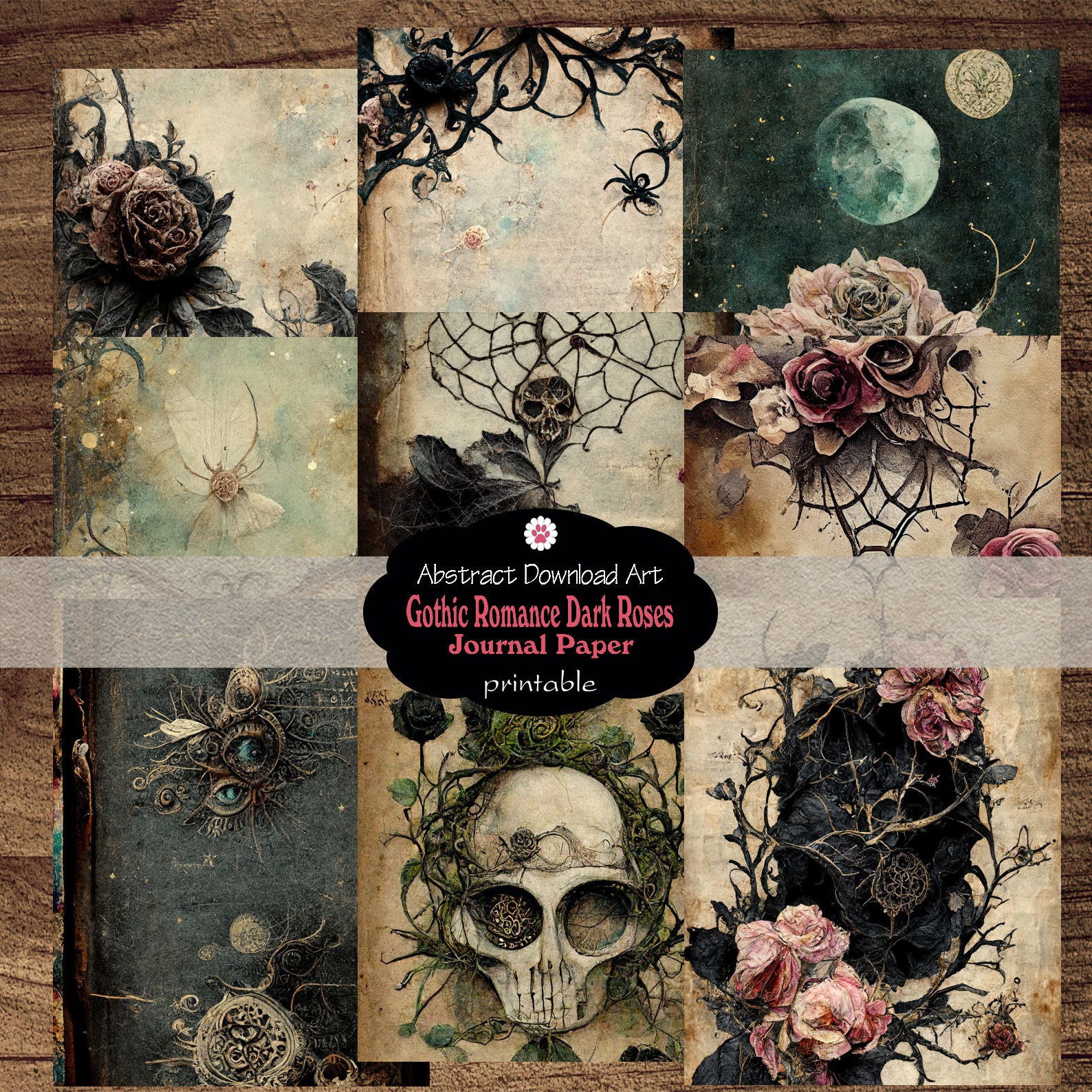Gothic Romance Dark Roses Junk Journal Papers Printable - Etsy