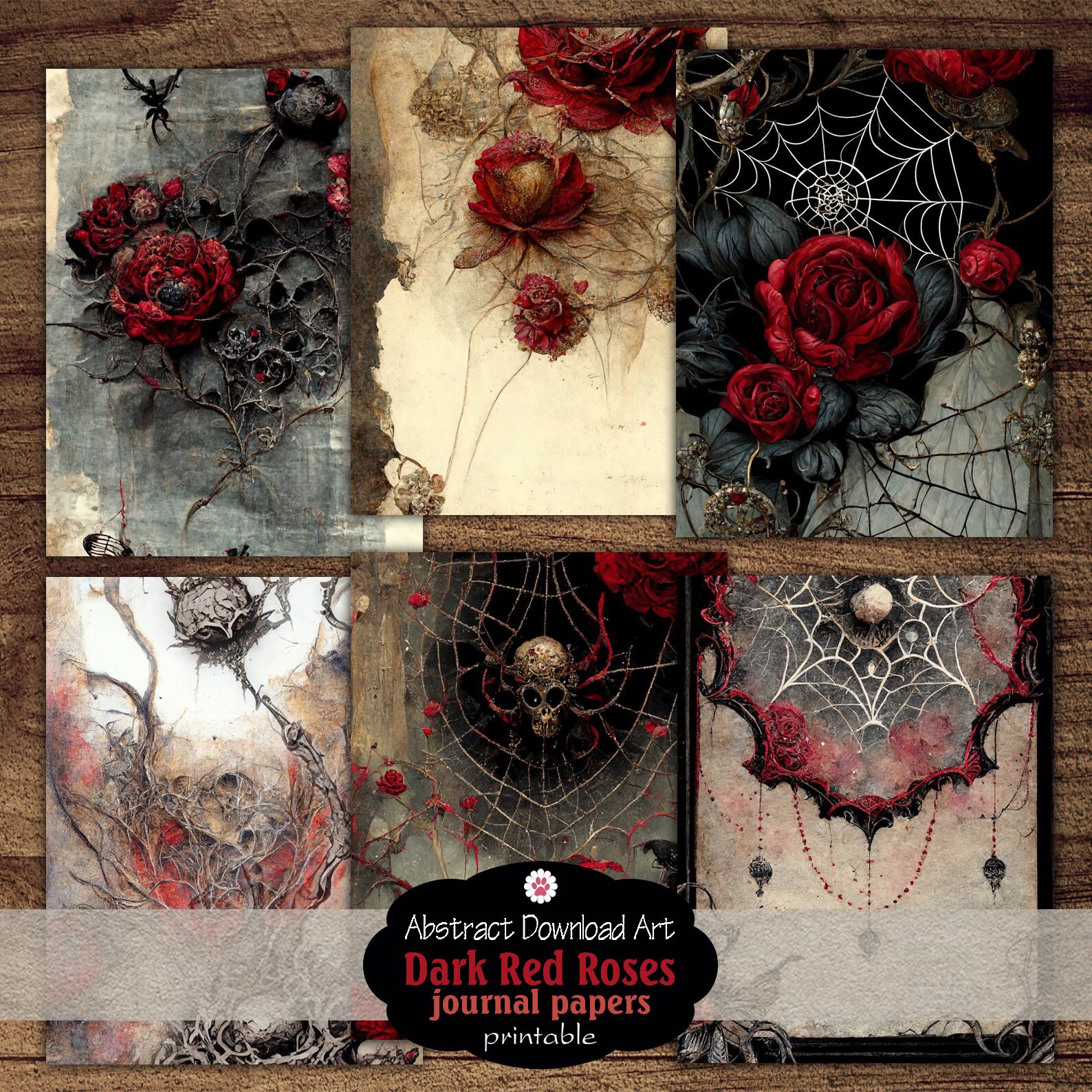 Dark Red Roses Junk Journal Papers Printable Journal Pages - Etsy