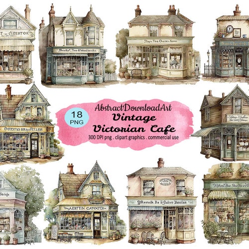 Watercolor Paris Cafe Clipart Digital Watercolor PNG Files - Etsy