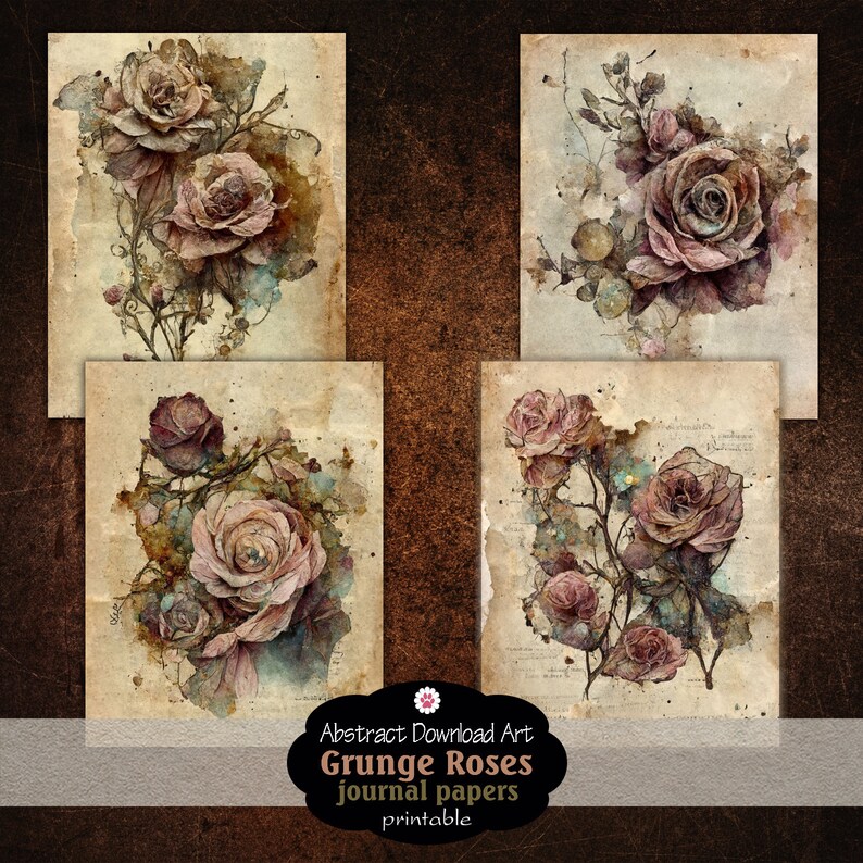 Grunge Roses Junk Journal Papers Printable Journal Pages - Etsy