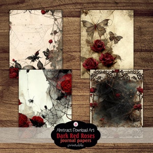 Dark Red Roses Junk Journal Papers, Printable Journal Pages, Digital ...