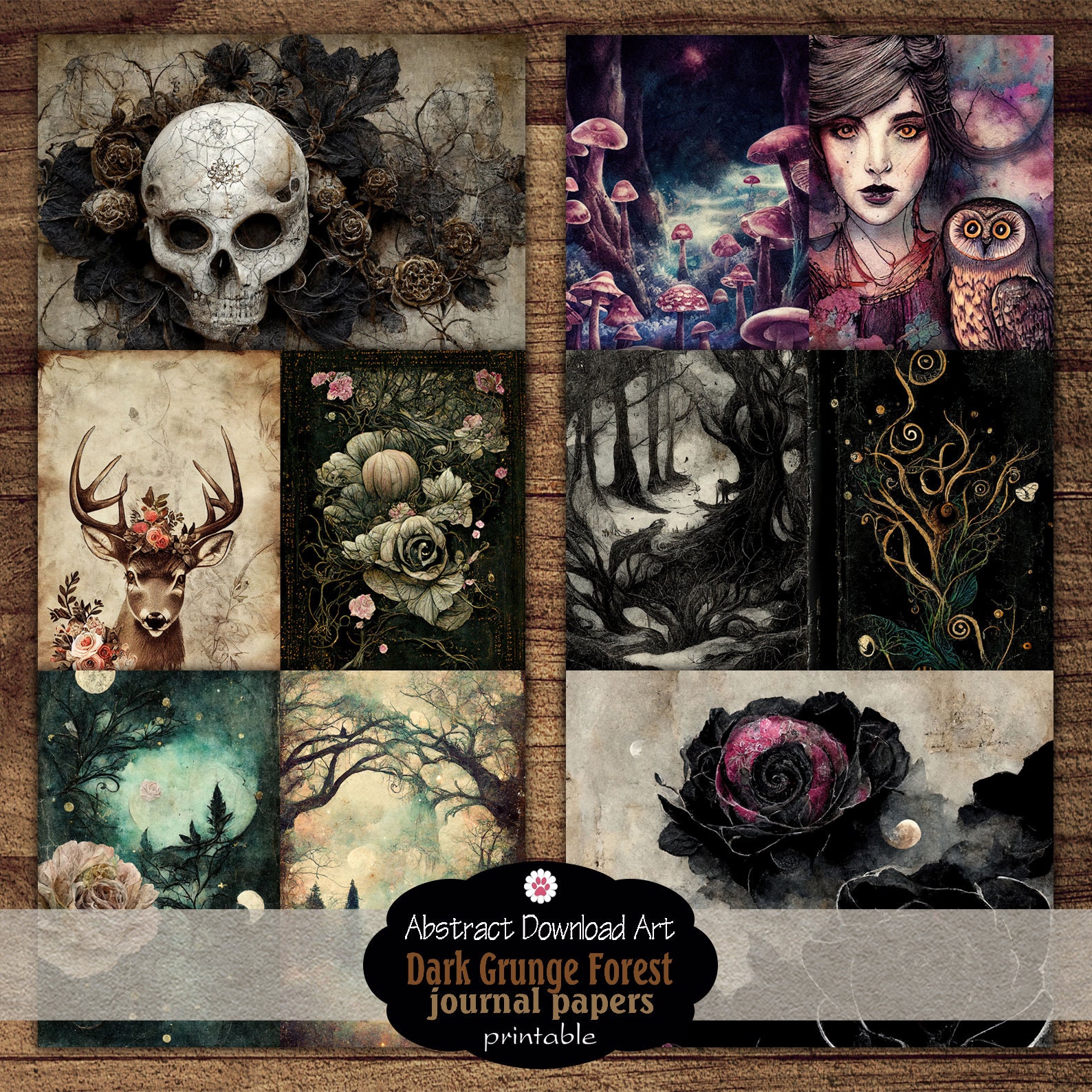Dark Grunge Forest Junk Journal Kit Printable Journal Pages - Etsy
