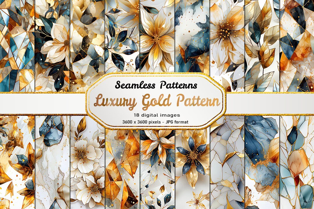 Luxury Gold Pattern Seamless Digital Paper Gold Flowers - Etsy