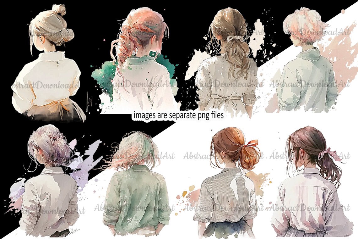 Beautiful Girl Back View Clipart Attractive Lady Digital - Etsy