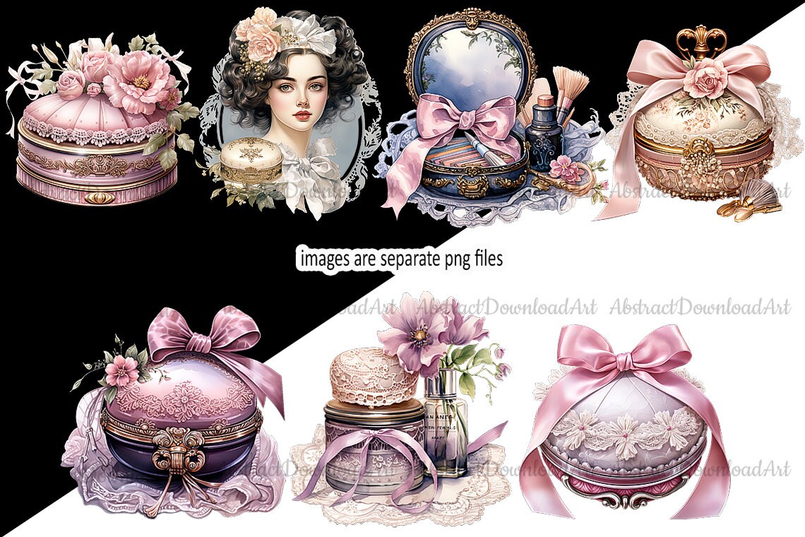 Victorian Compact Powder I Clipart Floral Makeup Box Powder - Etsy