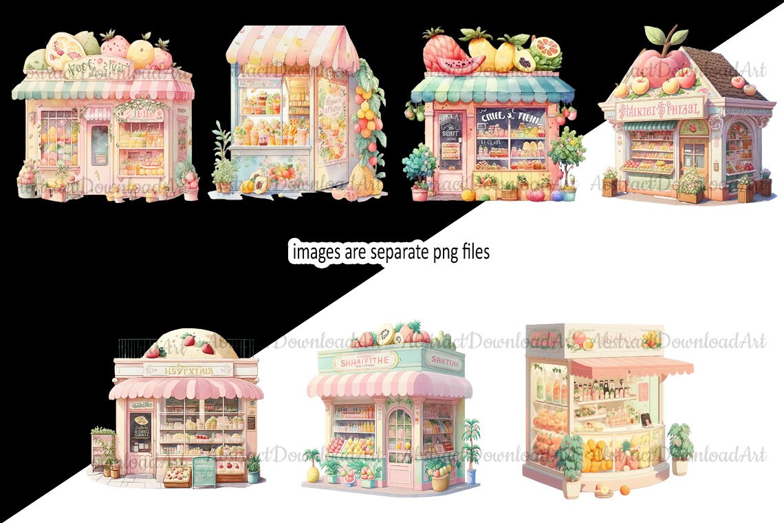 Lovely Fairy Fruit Stores Clipart Cute Fruits Shop Digital - Etsy