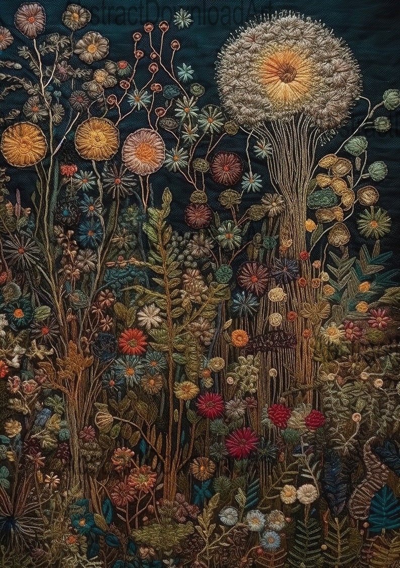 Forest of Intricate Embroidery Printable Background Digital Paper Junk ...