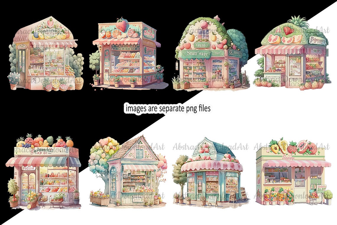 Lovely Fairy Fruit Stores Clipart Cute Fruits Shop Digital - Etsy