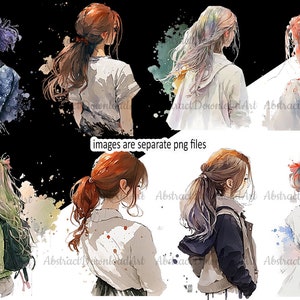Beautiful Girl Back View Clipart Attractive Lady Digital Watercolor Png ...