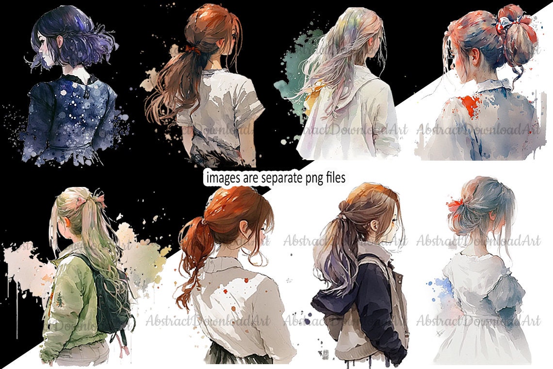 Beautiful Girl Back View Clipart Attractive Lady Digital - Etsy