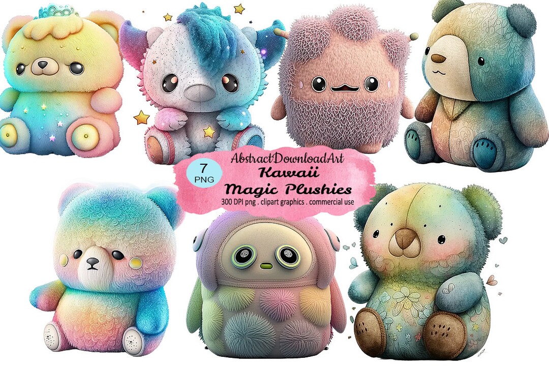 Kawaii Magic Plushies Clipart Cute Kid Toys Adorable - Etsy