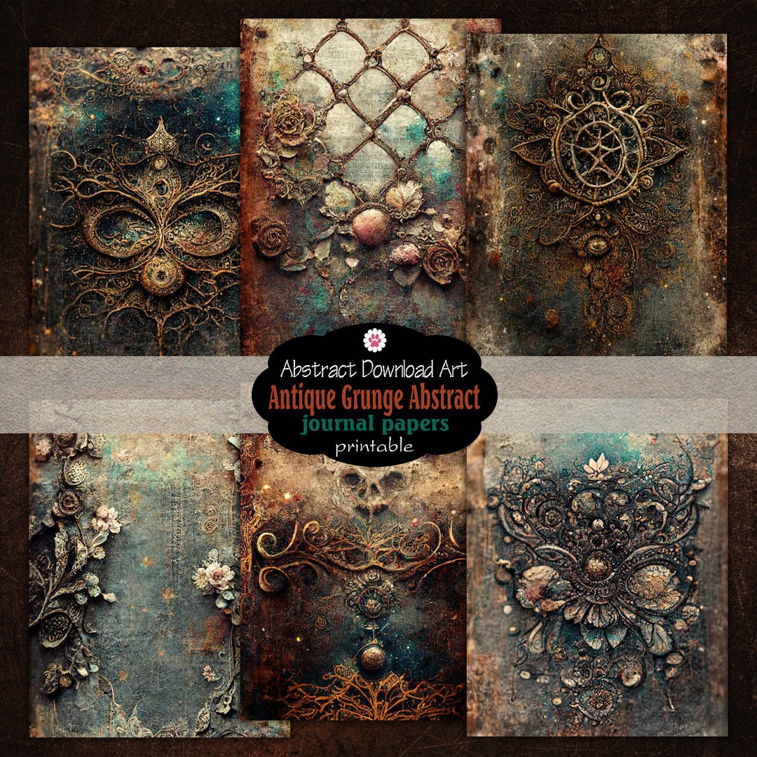 Antique Grunge Abstract Journal Papers, Printable Journal Pages, Dark ...