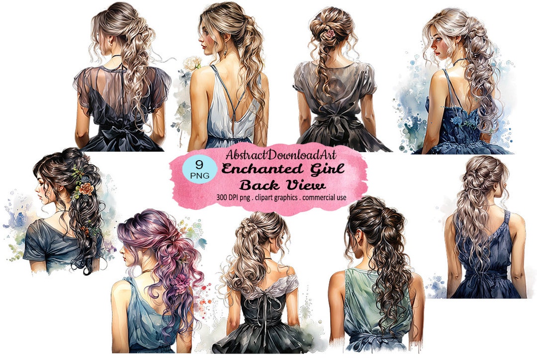 Enchanted Girl Back View Clipart - Attractive Lady Girl Side Look ...