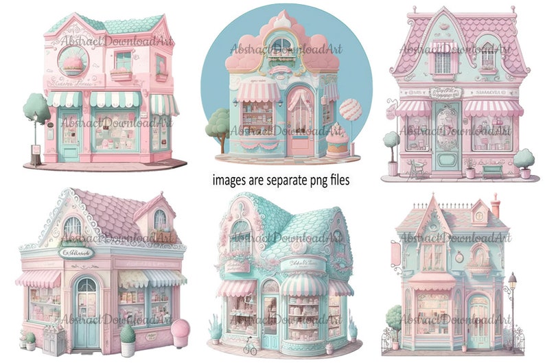 Kawaii Pastel Boutiques Clipart Adorable Shop Cute Store - Etsy