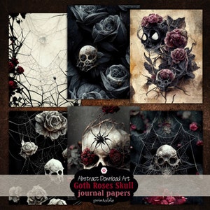 Goth Roses Skull Junk Journal Papers, Printable Journal Pages, Digital ...