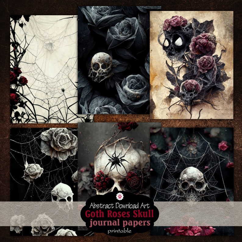 Goth Roses Skull Junk Journal Papers Printable Journal Pages - Etsy