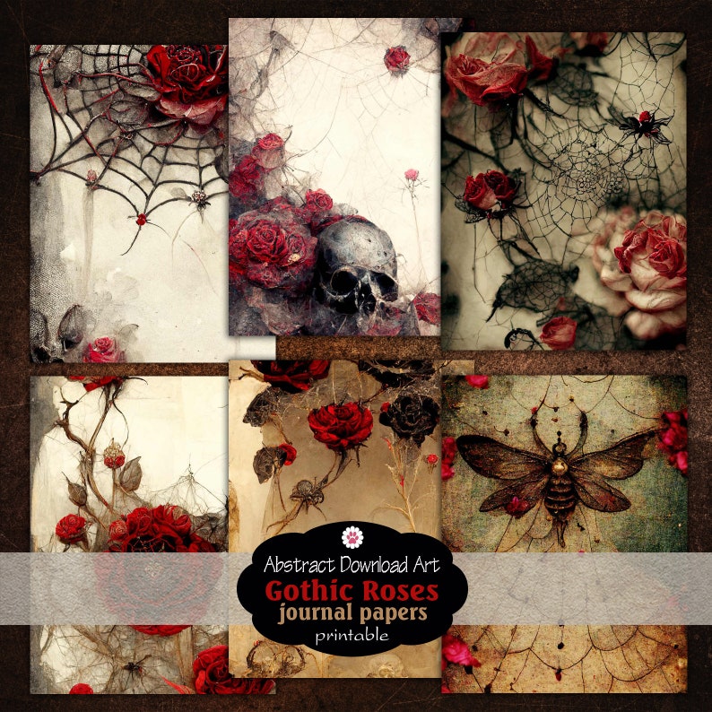 Gothic Roses Junk Journal Papers Printable Journal Pages - Etsy