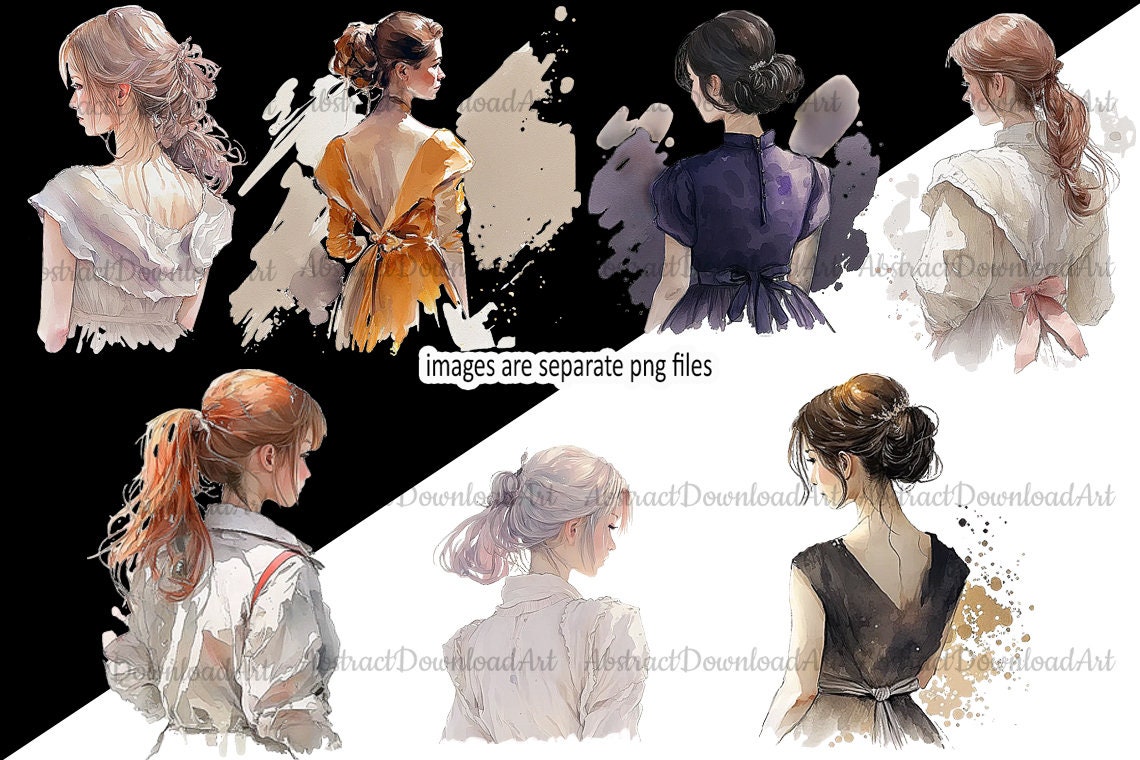 Gorgeous Lady Back View Clipart Attractive Beautiful Girl Digital ...