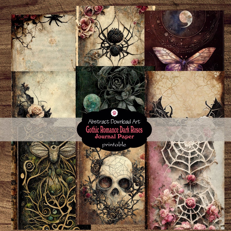 Gothic Romance Dark Roses Junk Journal Papers Printable - Etsy