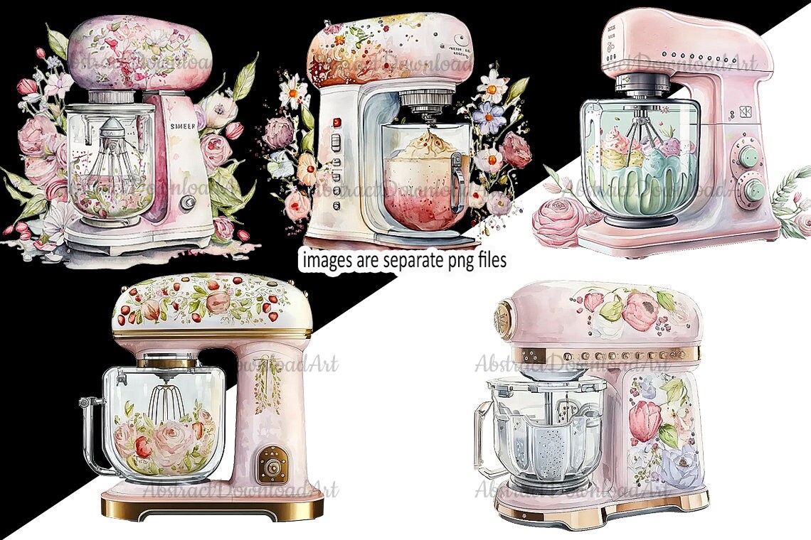 Beautiful Stand Mixer Clipart Floral Kitchen Utensil Digital - Etsy