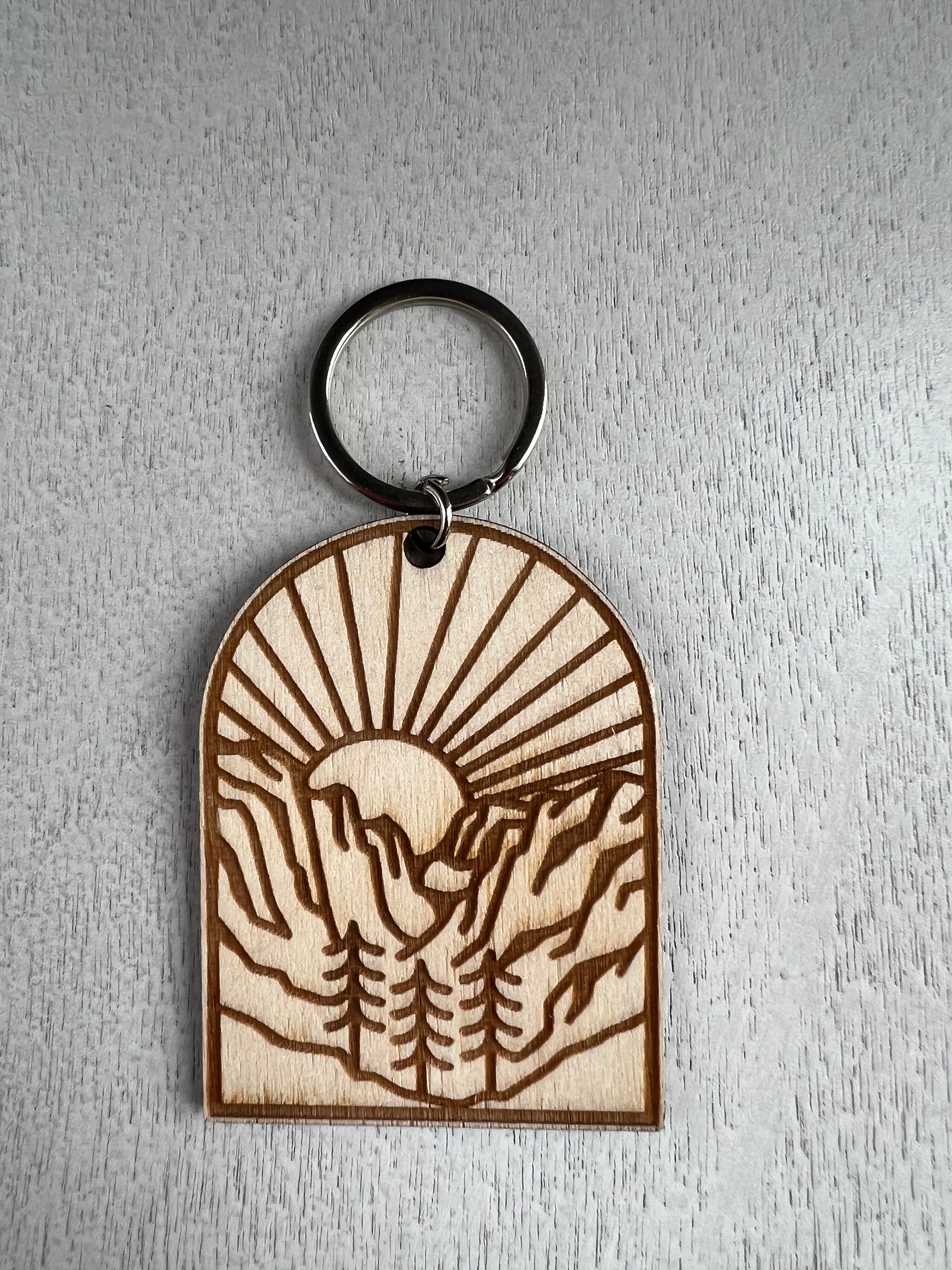 Outdoors Arch Engraved Wood Keychain - Etsy