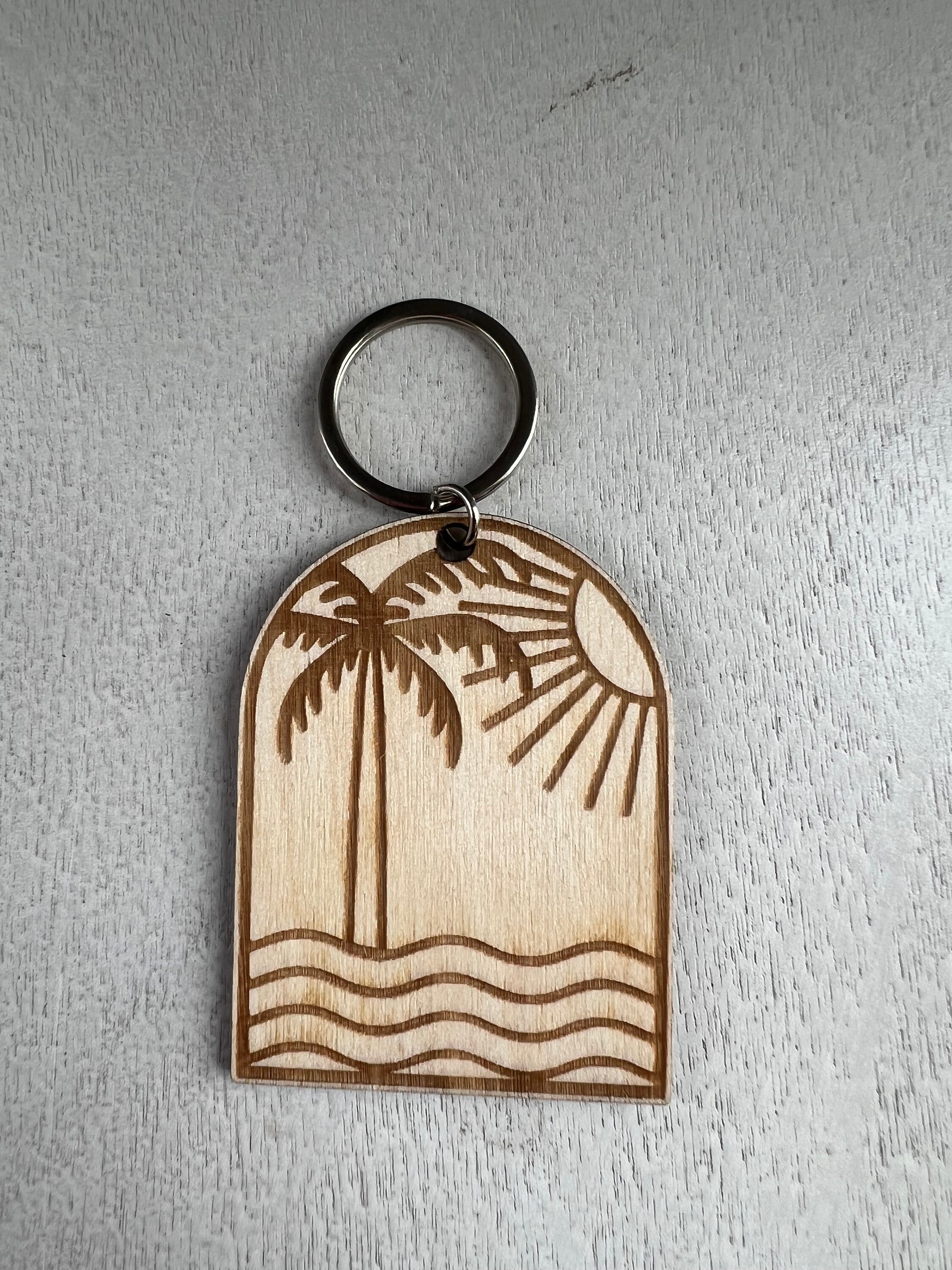 Outdoors Arch Engraved Wood Keychain - Etsy