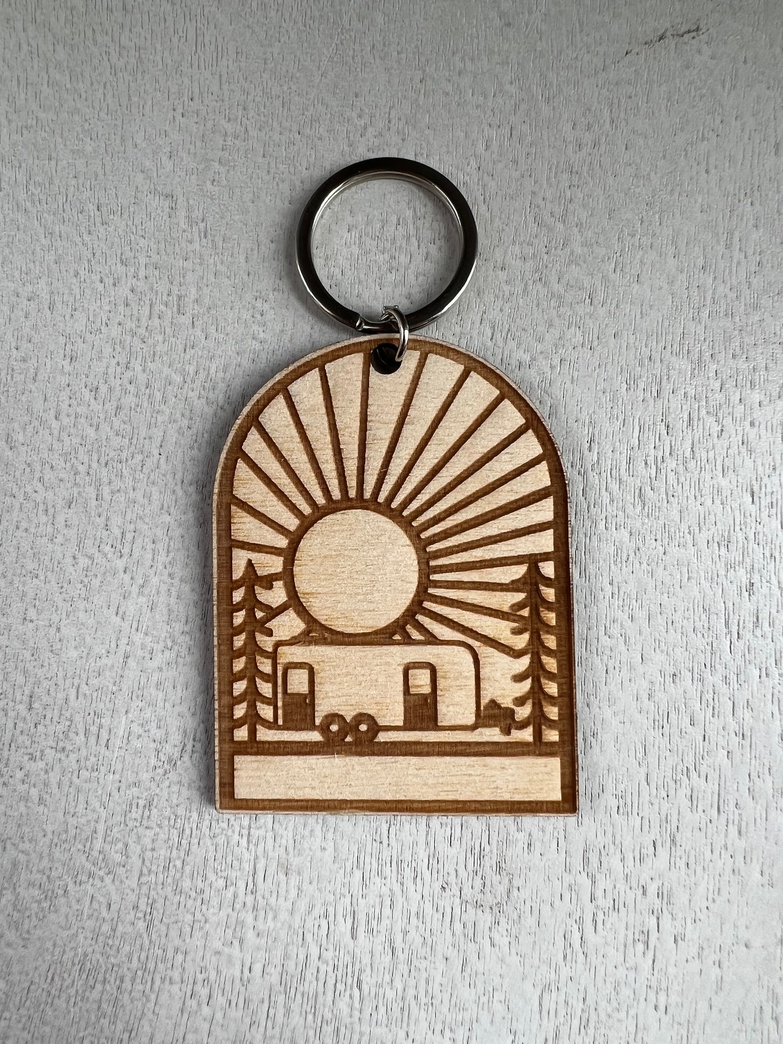 Outdoors Arch Engraved Wood Keychain - Etsy