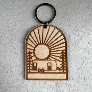 Outdoors Arch Engraved Wood Keychain - Etsy
