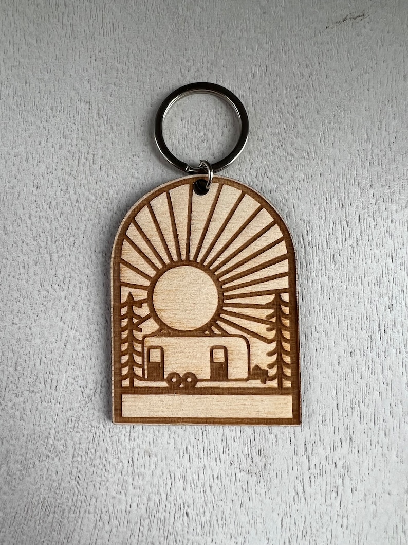 Outdoors Arch Engraved Wood Keychain - Etsy